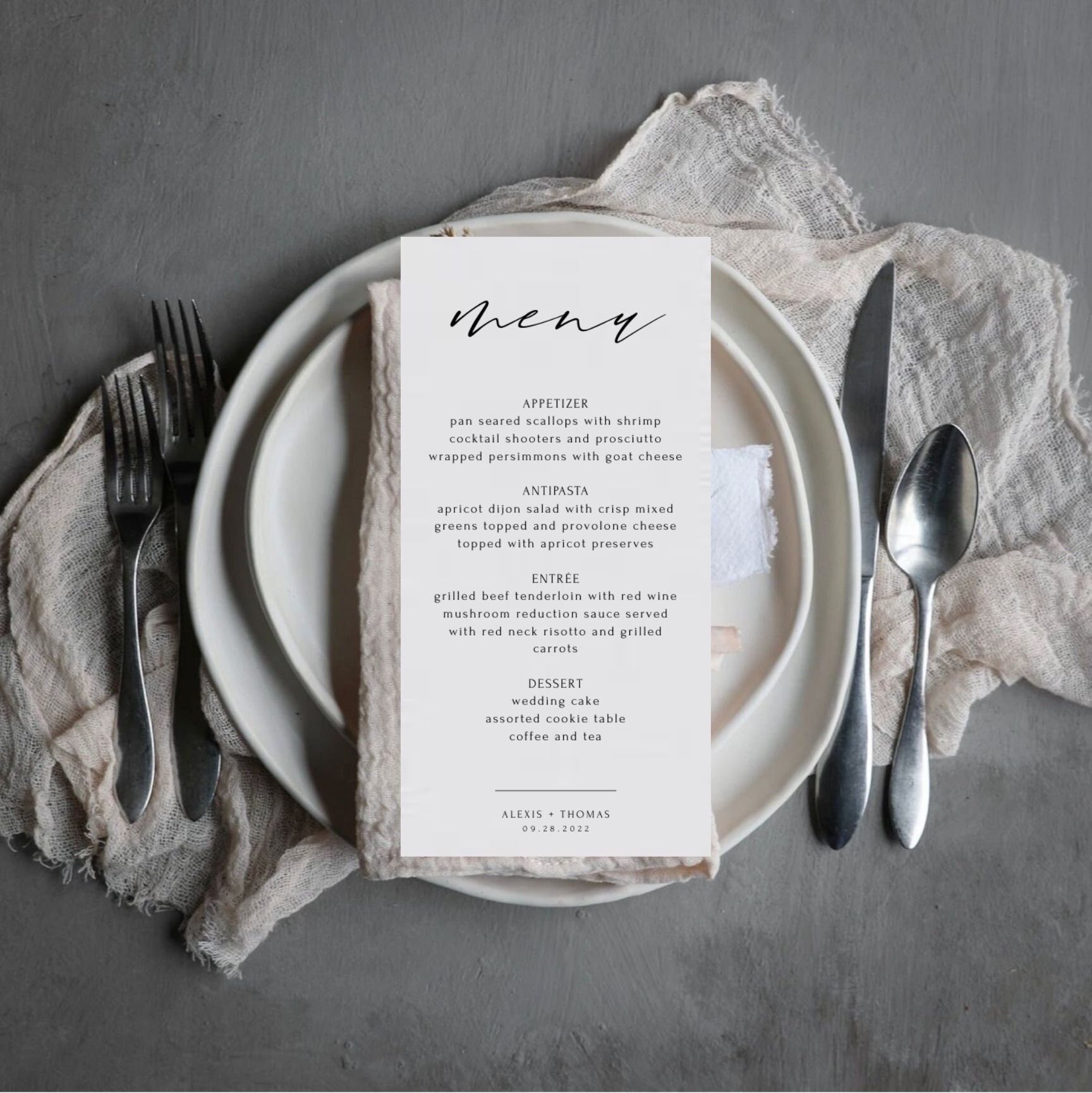 ARIEL Wedding Menu Cards, Wedding Menu Template Download, Wedding Menu ...