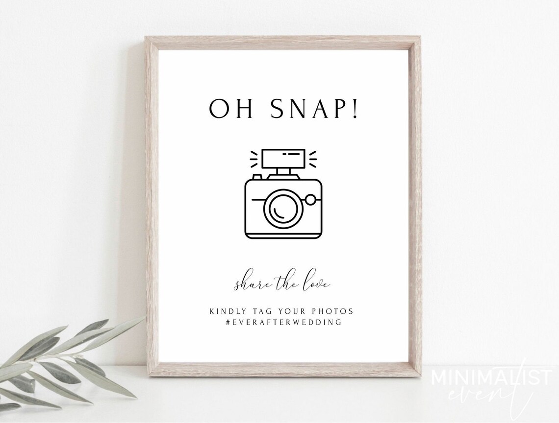 CLARA Wedding Hashtag Sign Template Minimalist Wedding | Etsy