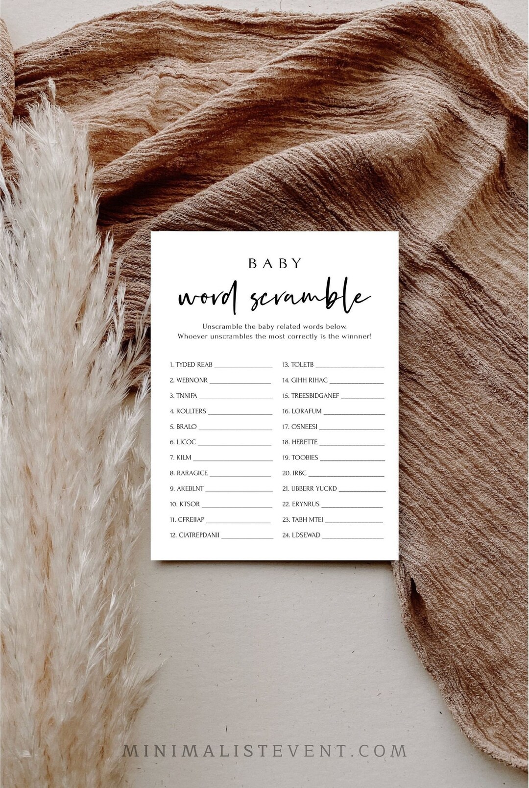 CARLY Baby Shower Word Scramble Game, Baby Word Scramble Game Template ...