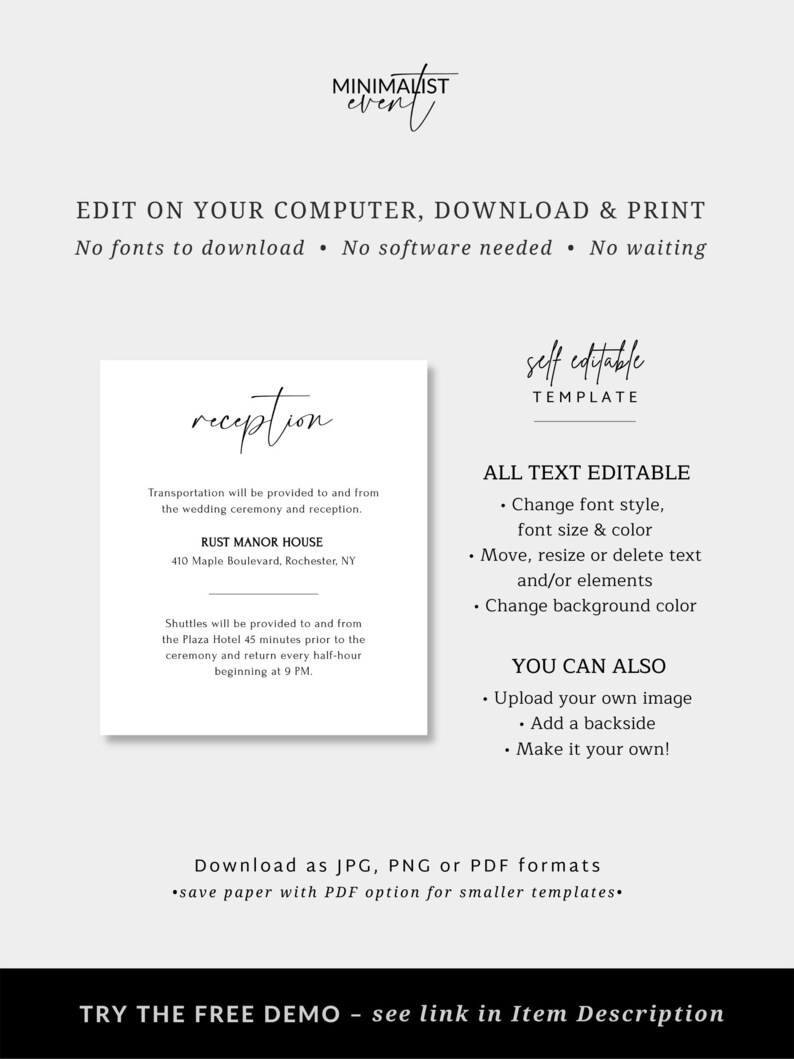 ELLA Wedding Details Card Template, Wedding Details Prop, Wedding ...