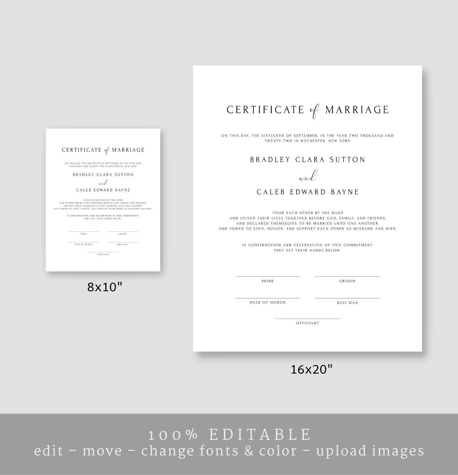 CLARA Marriage Certificate Template, Marriage Certificate Printable ...