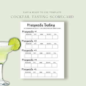 Margarita Taste Test Card for Bachelorette Party, Cinco De Mayo Party ...