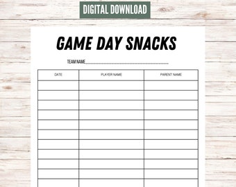 Team Mom Snack Schedule - Etsy