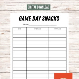 Snack Schedule Sign up Sheet, Soccer Snack Sign Up, Team Snack Schedule ...