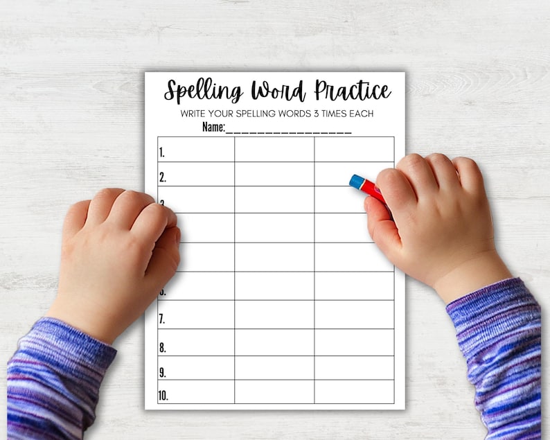 Editable Spelling Words Practice Worksheet, Spelling Words Practice ...