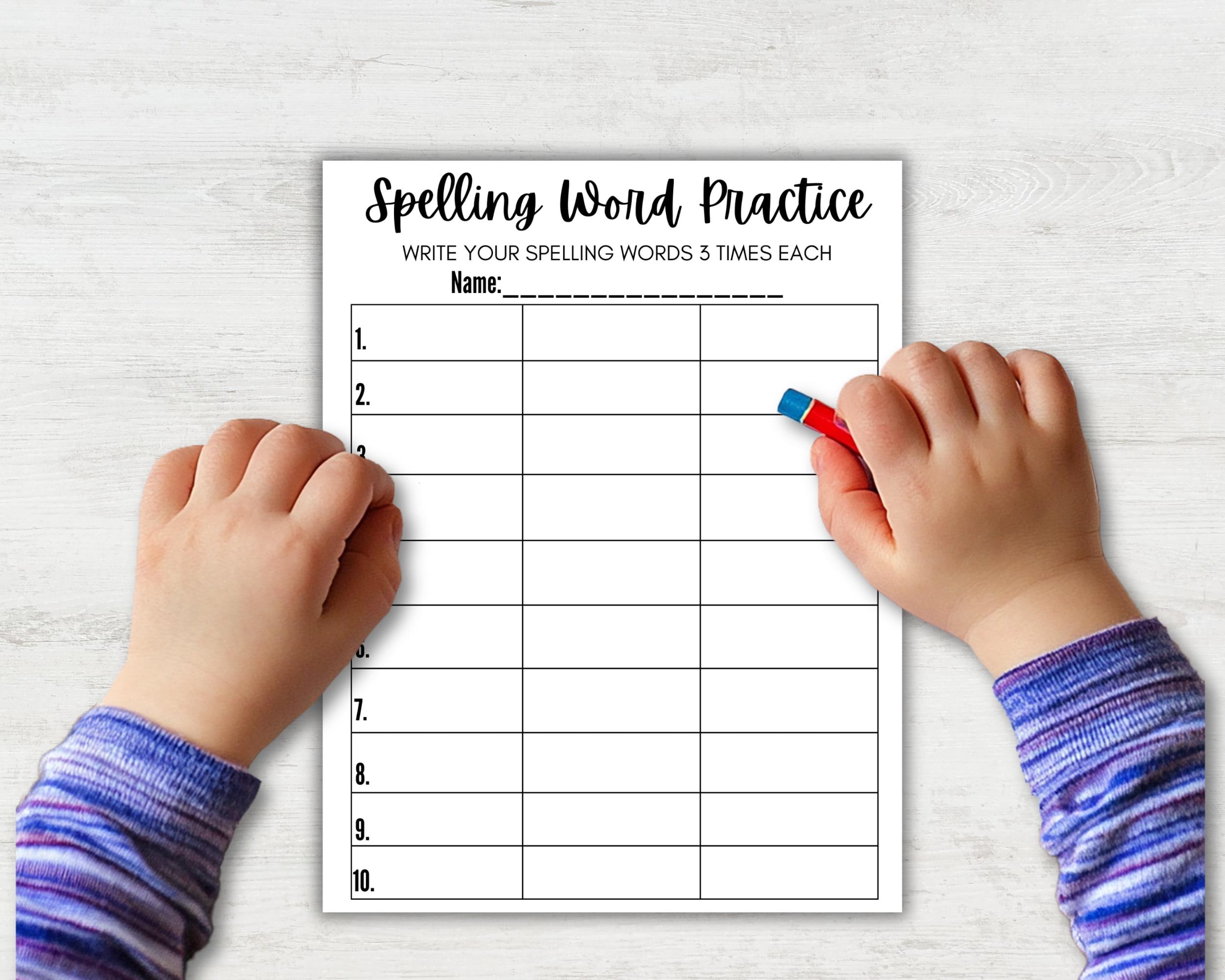 Editable Spelling Words Practice Worksheet, Spelling Words Practice ...