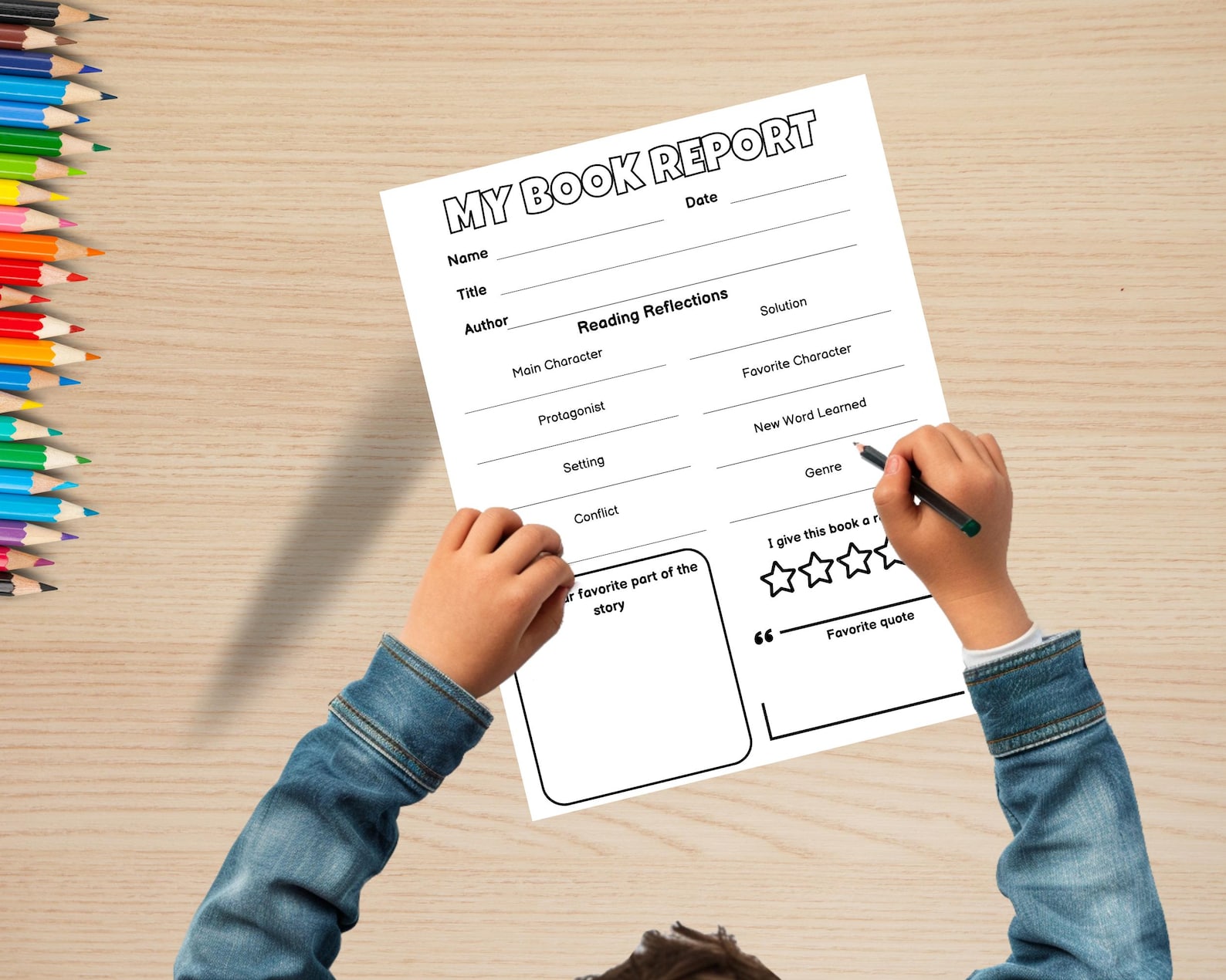 Book Report Template for Kids, Book Report Worksheet for 3rd 4th 5th ...