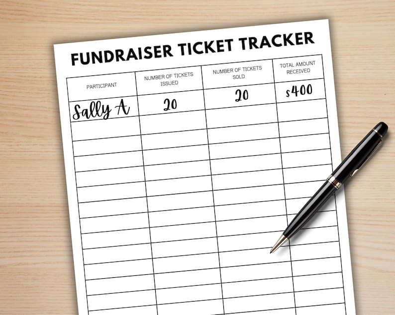 Fundraiser Raffle Ticket Tracker, Raffle Ticket Log, Ticket Count Sheet ...