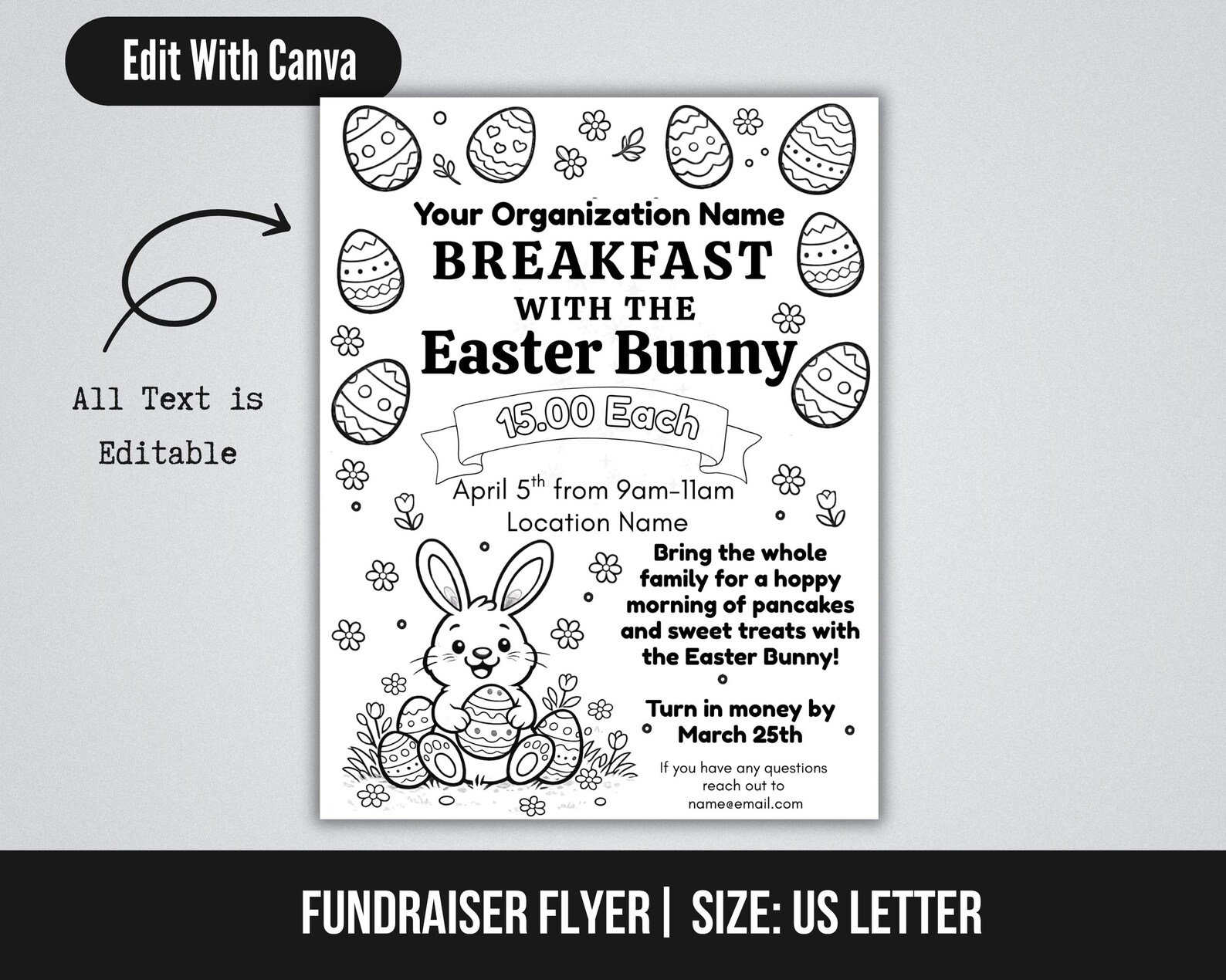 Editable Breakfast With the Easter Bunny Flyer and Ticket Kit, Easter ...