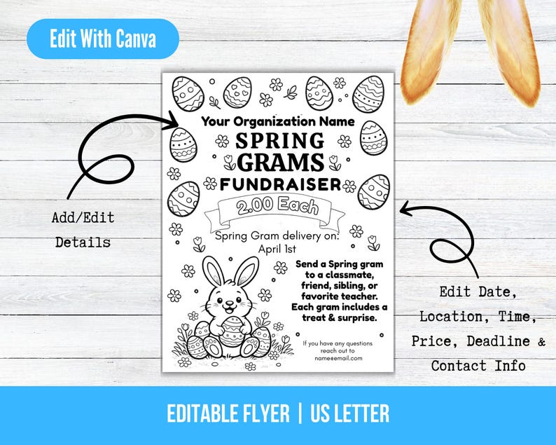 Editable Spring Candy Gram Fundraiser Black White, Easter Candy Gram ...