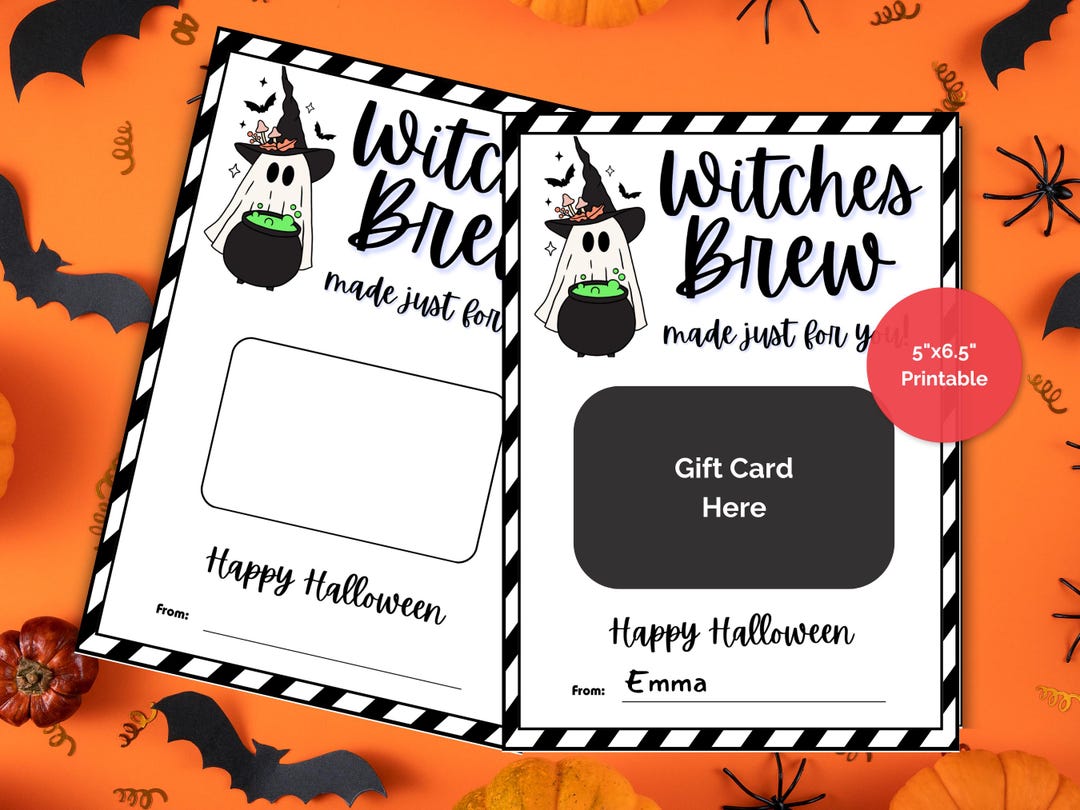 Halloween Gift Card Holder Printable, Halloween Coffee Gift Card Holder ...