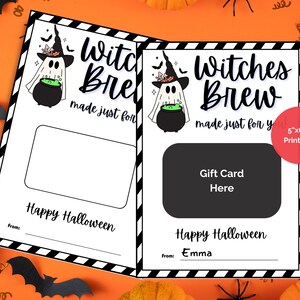Halloween Gift Card Holder Printable, Halloween Coffee Gift Card Holder ...
