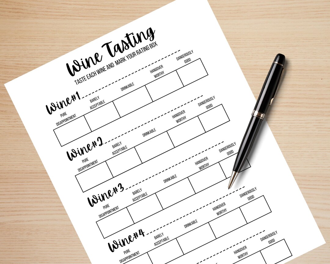 Wine Tasting Sheet, Wine Tasting Score Card, Wine Games, Wine Rating ...