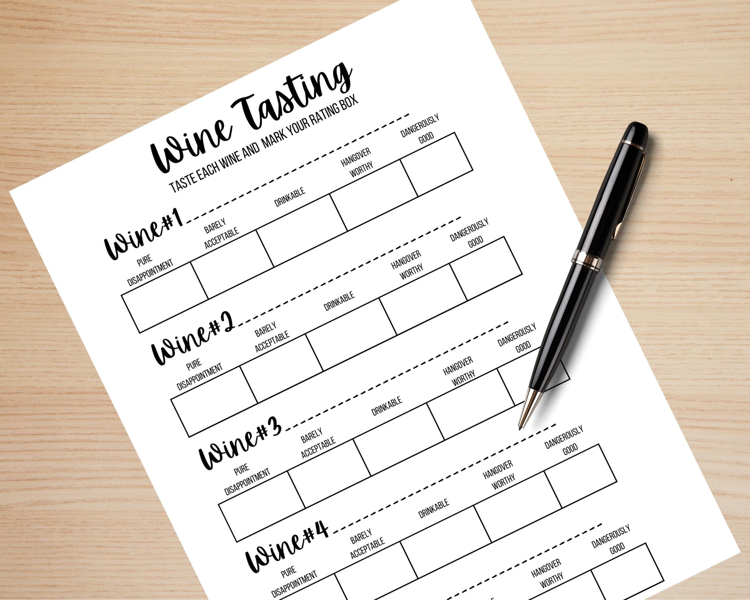 Wine Tasting Sheet, Wine Tasting Score Card, Wine Games, Wine Rating ...