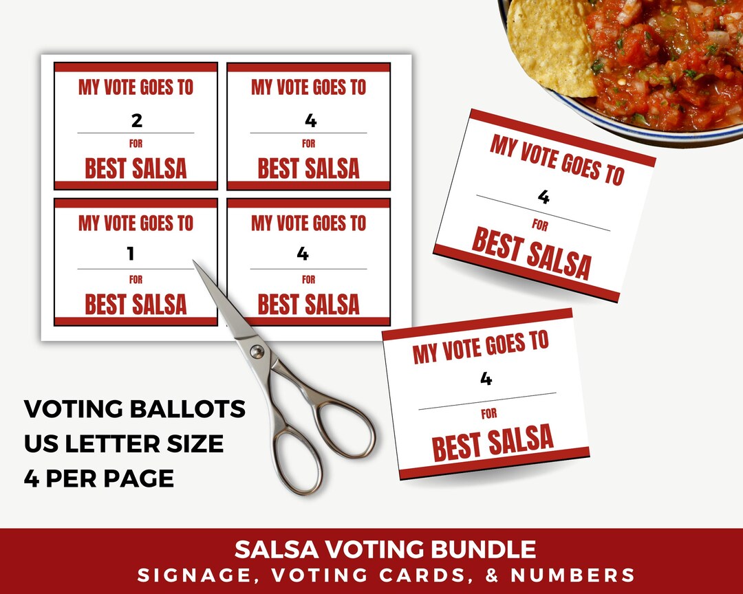 Salsa Tasting Competition Voting Kit, Salsa Contest Vote Cards, Best ...
