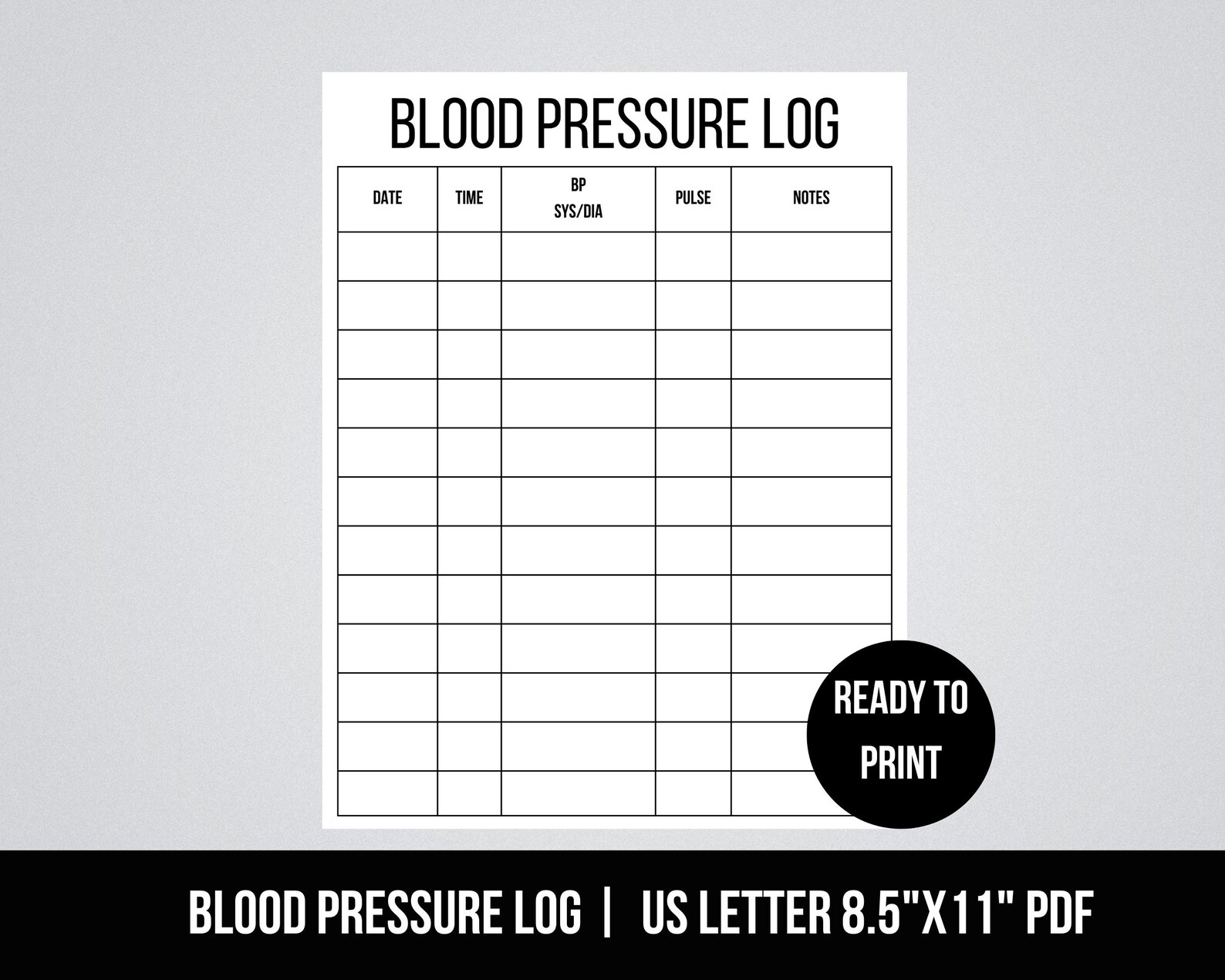 Blood Pressure Log Hypertension, Blood Pressure Monitor Tracker, BP Log ...