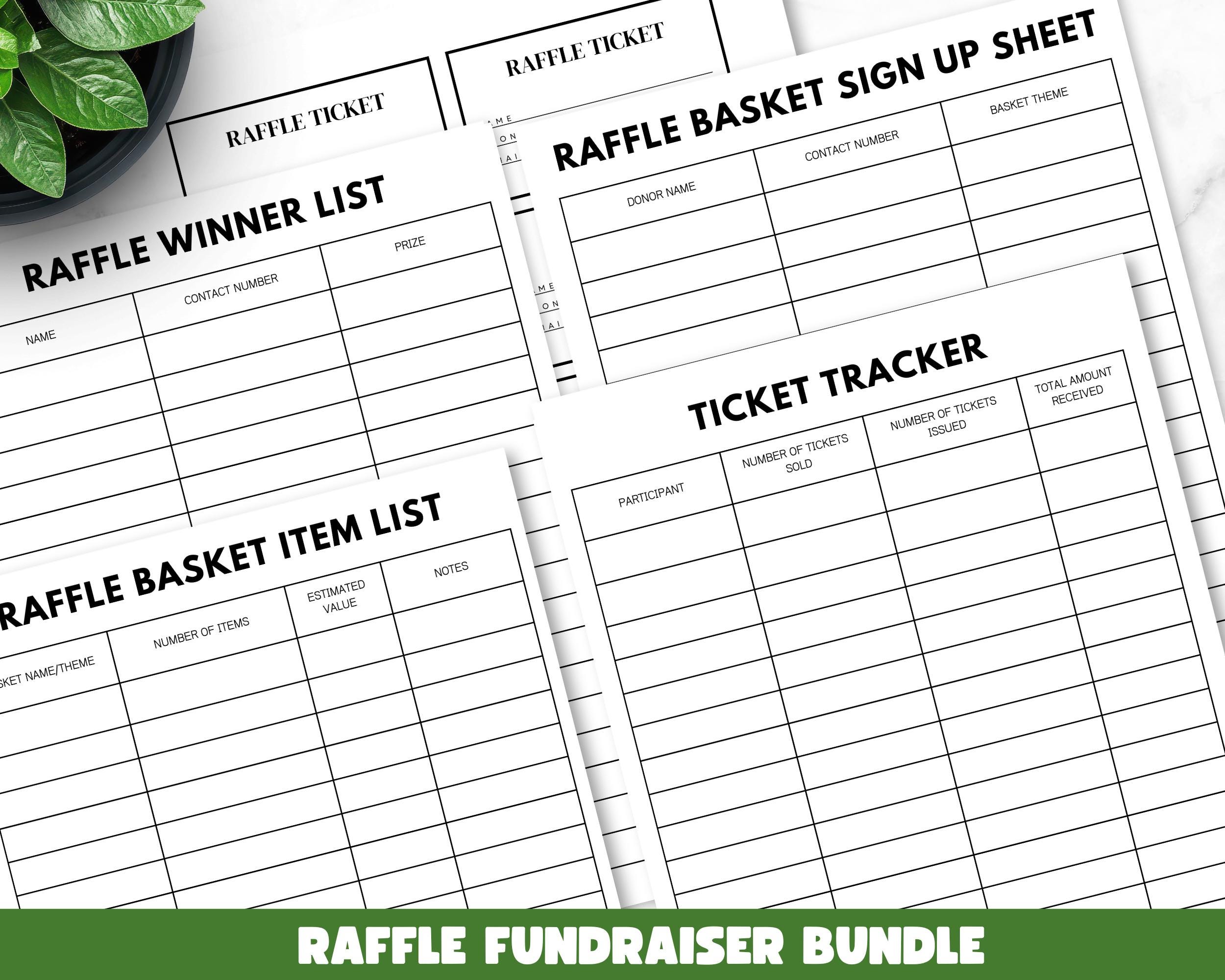 Raffle Fundraiser Planning Kit, Raffle Organizer, Basket Donation ...