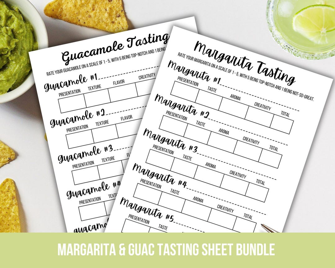 Cinco De Mayo Party Margarita and Guacamole Tasting Sheet Bundle ...
