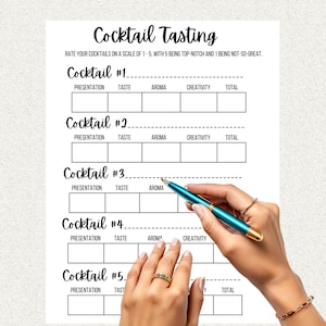 Editable Cocktail Tasting Scorecard, Cocktail Competition, Cocktail ...