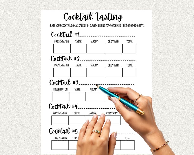 Editable Cocktail Tasting Scorecard, Cocktail Competition, Cocktail ...