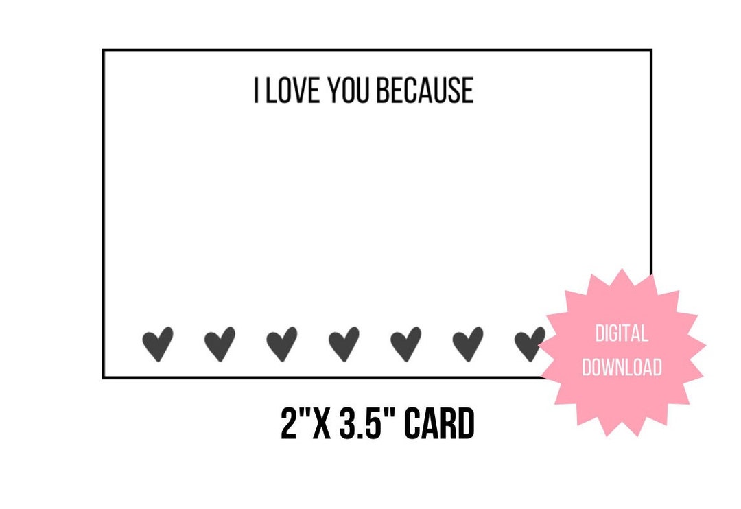 Love Note Cards, Reasons Why I Love You Printable Cards, Valentine ...