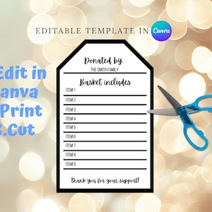 Editable Raffle Basket Tags, Silent Auction Tag Template, Fundraiser ...
