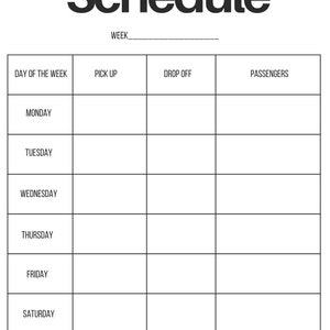 Carpool Schedule for School, Carpool Schedule for Work, Carpool ...