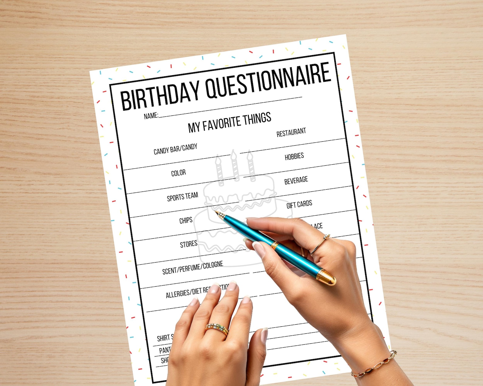 Work Birthday Questionnaire, Favorite Things List for Office Coworkers ...