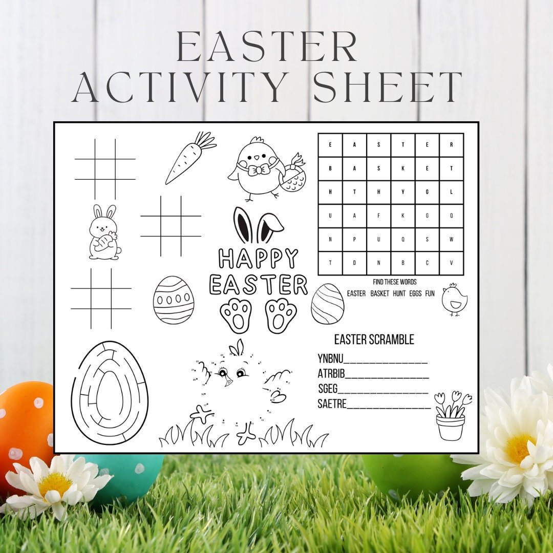 Easter Activity Sheet, Activity Sheet for Easter Brunch, Kids Easter ...