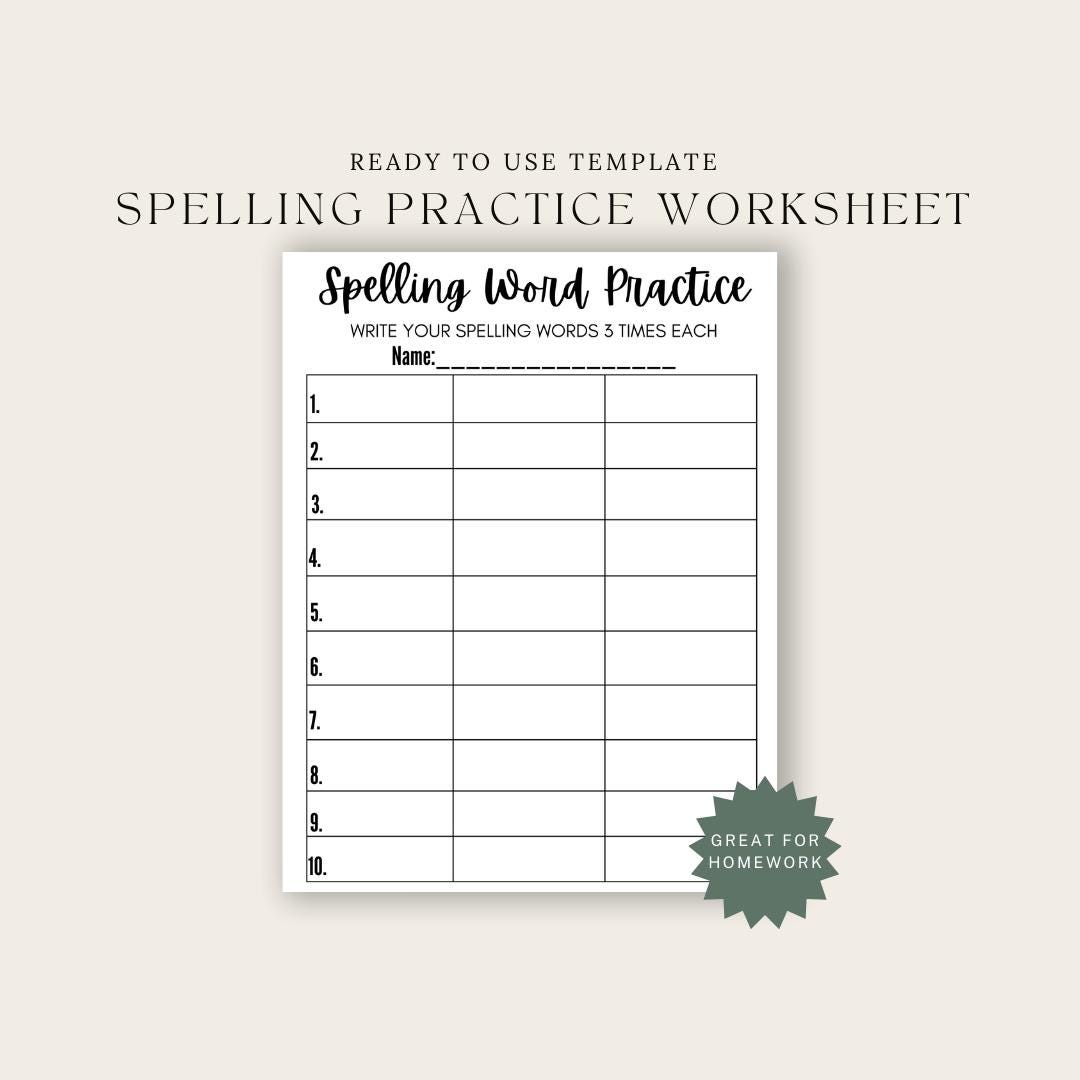 Spelling Words Practice Worksheet, Spelling Words Practice Page ...
