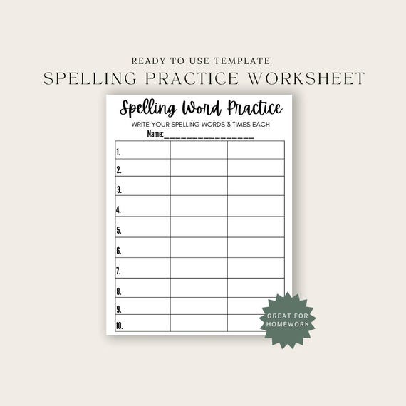 Write Your Spelling Words Worksheet