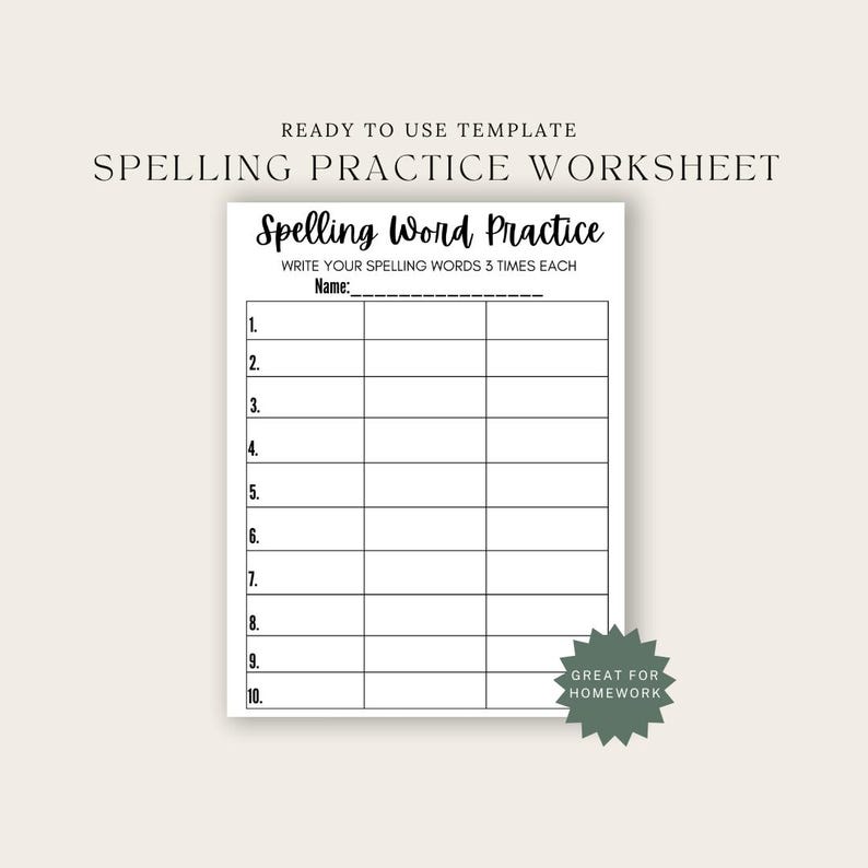 Spelling Words Practice Worksheet, Spelling Words Practice Page ...