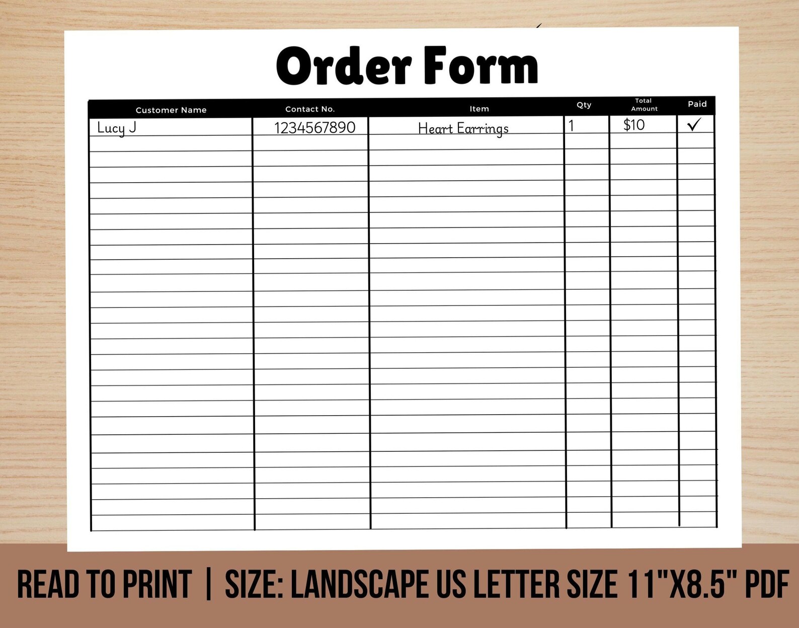 Order Form for Small Business, Order Tracker, Order Form for Handmade ...