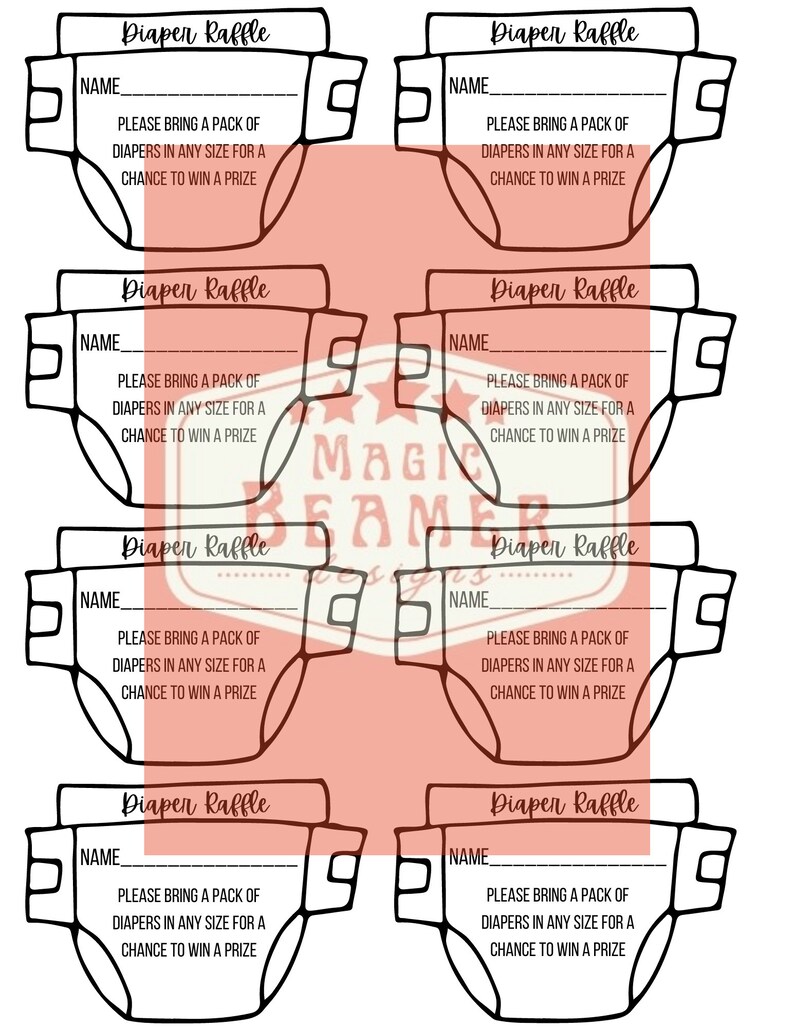 Diaper Raffle Ticket, Baby Shower Diaper Raffle Game, Baby Shower ...