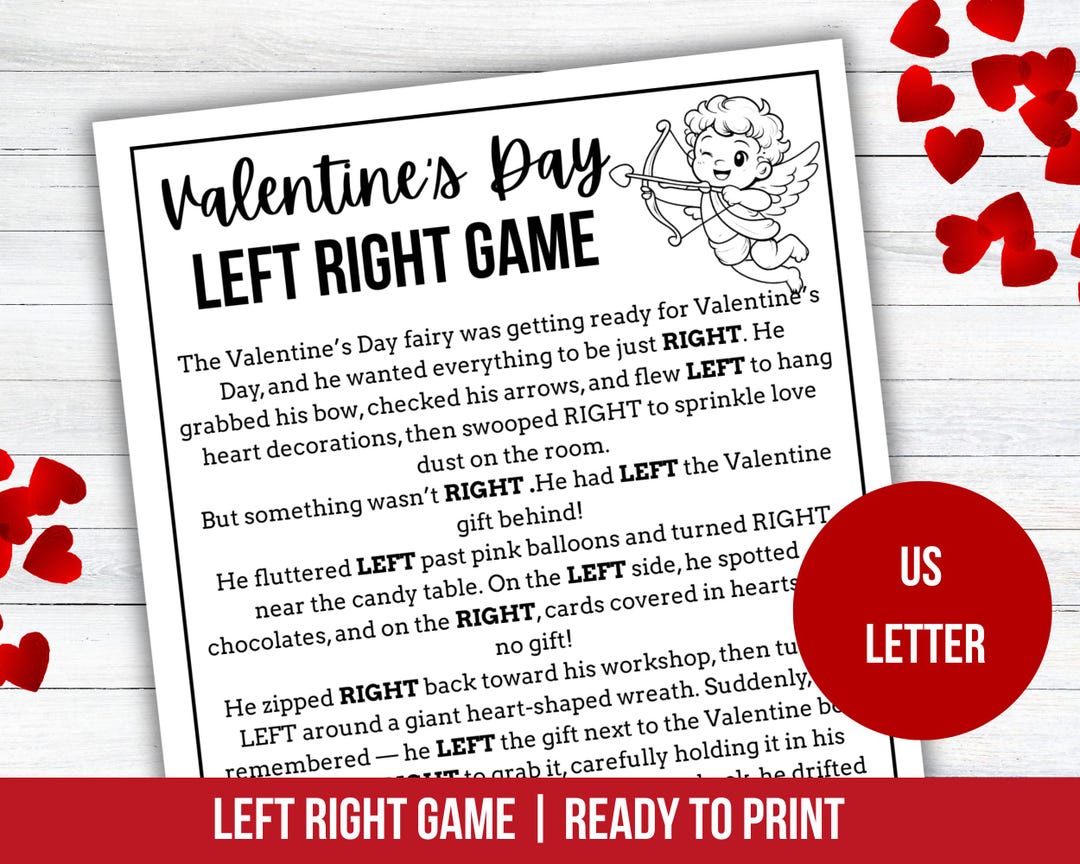 Valentine's Day Left Right Game, Valentine Pass the Gift, Galentines ...