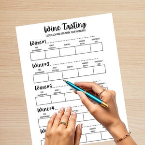 Wine Tasting Sheet, Wine Tasting Score Card, Wine Games, Wine Rating ...