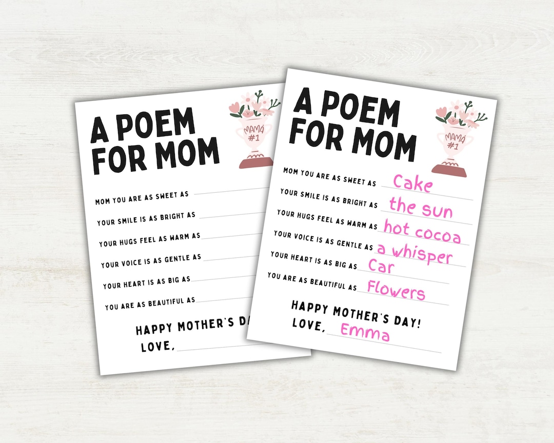 Mothers Day Activity for Preschool, Mother's Day Poem Preschool Daycare ...