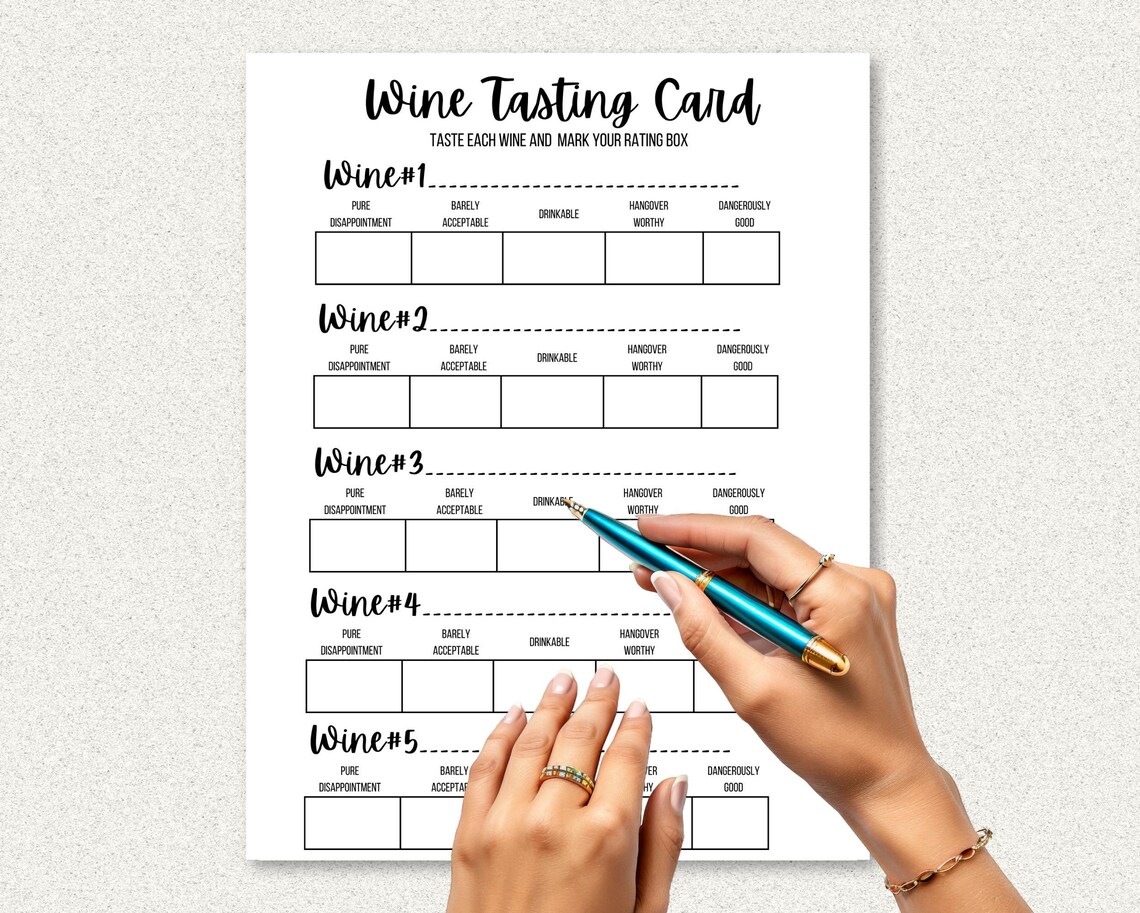 Wine Tasting Score Card, Wine Tasting Card, Wine Tasting Party, Fun ...