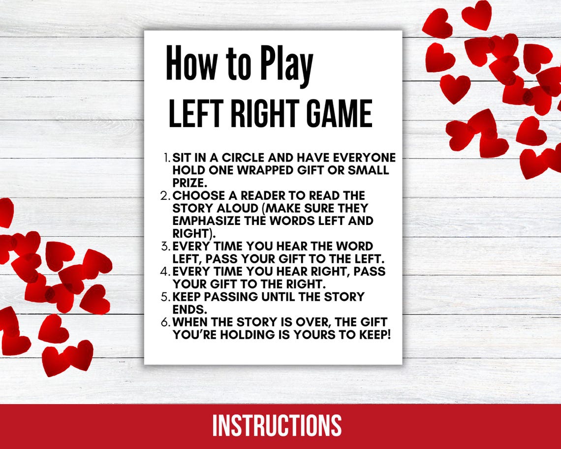 Valentine's Day Left Right Game, Valentine Pass the Gift, Galentines ...