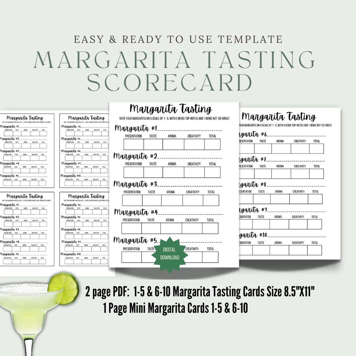 Margarita Taste Test Card for Bachelorette Party, Cinco De Mayo Party ...