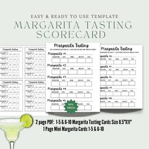 Margarita Taste Test Card for Bachelorette Party, Cinco De Mayo Party ...