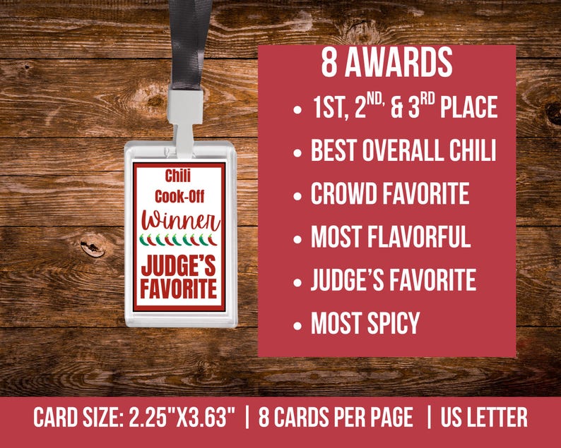 Chili Cook off Award, Chili Cookoff Winner Badge Template, Chili ...