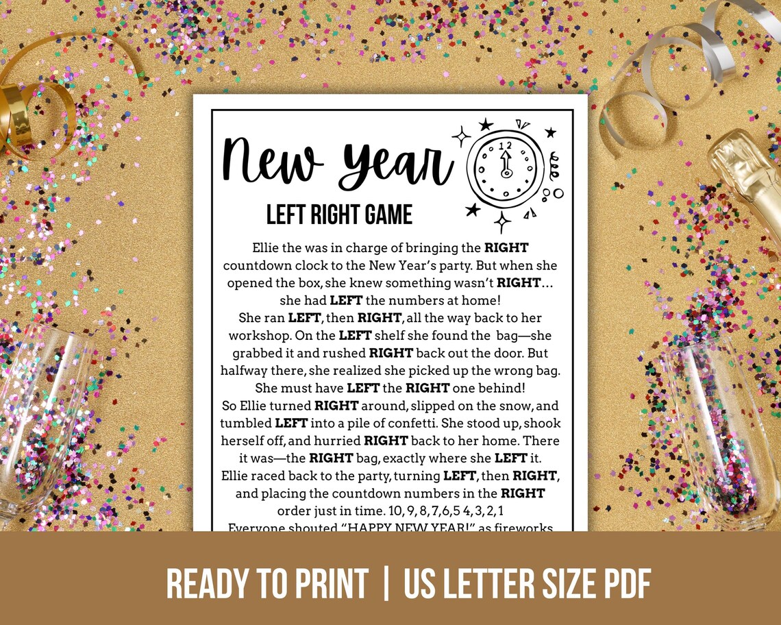 New Years Eve Left Right Game , New Years Eve Pass the Gift, NYE Party ...