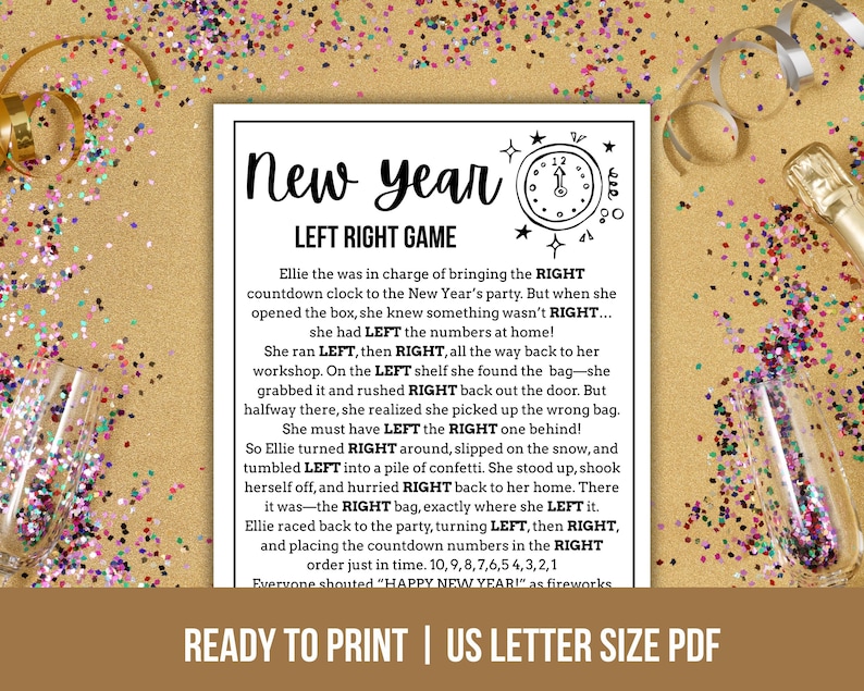 New Years Eve Left Right Game , New Years Eve Pass the Gift, NYE Party ...