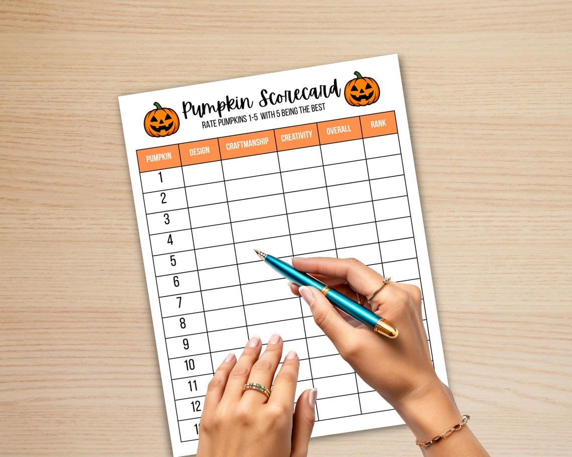 Pumpkin Decorating Score Card, Pumpkin Carving Scorecard, Pumpkin ...