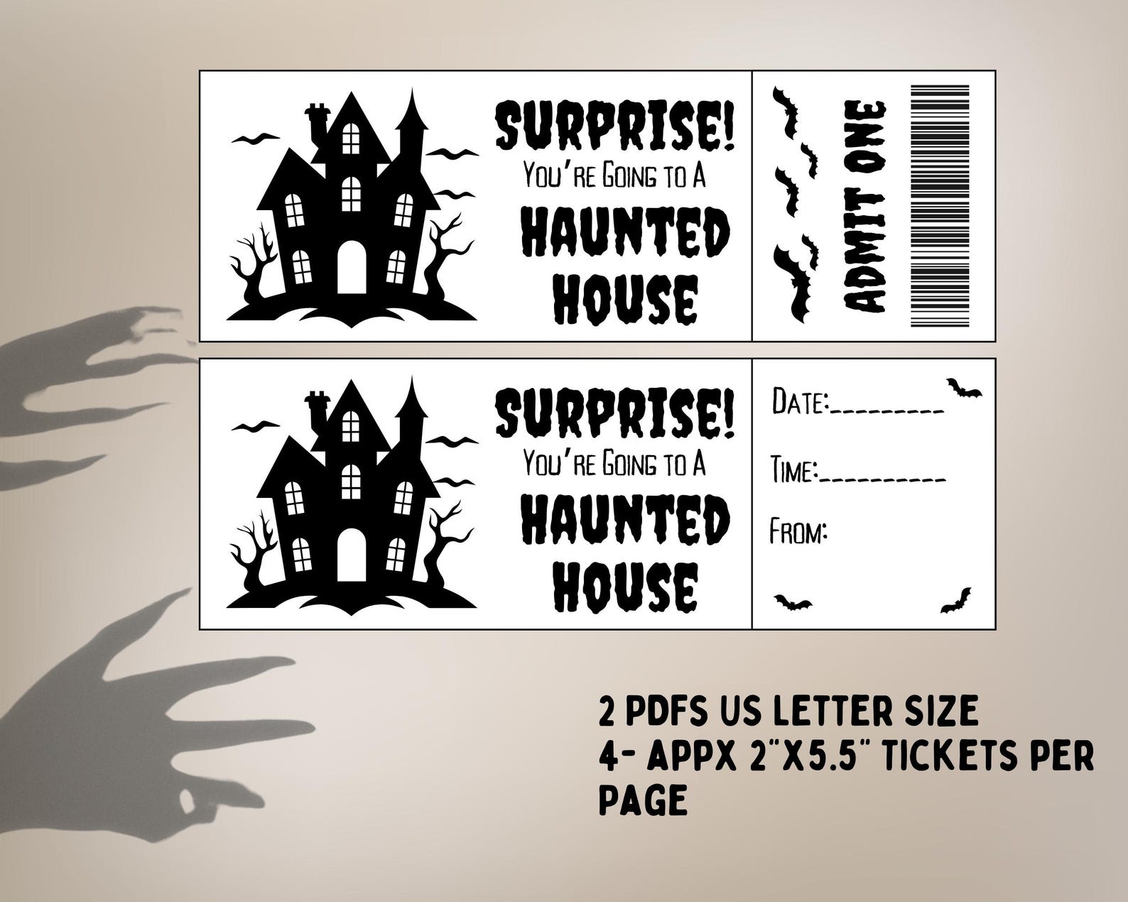 Haunted House Surprise Reveal Ticket, Halloween Experience Gift for ...