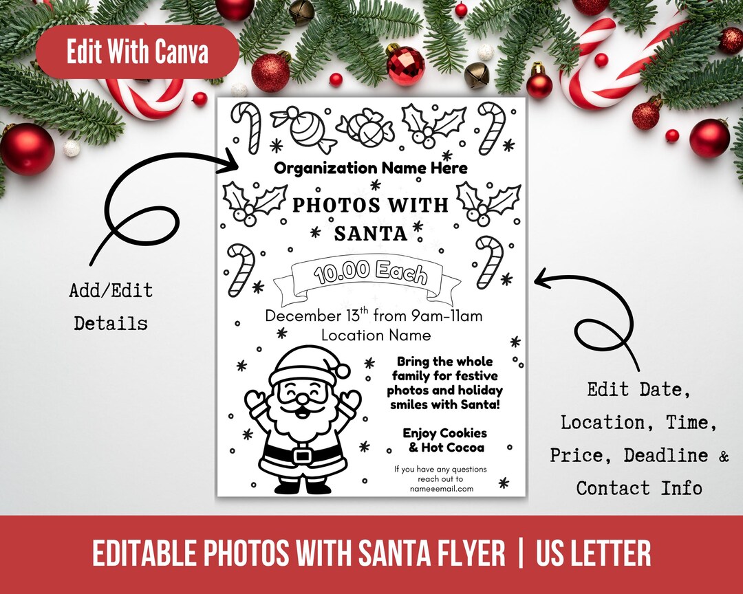 Editable Photos With Santa Flyer, Pictures With Santa Flyer, Santa ...