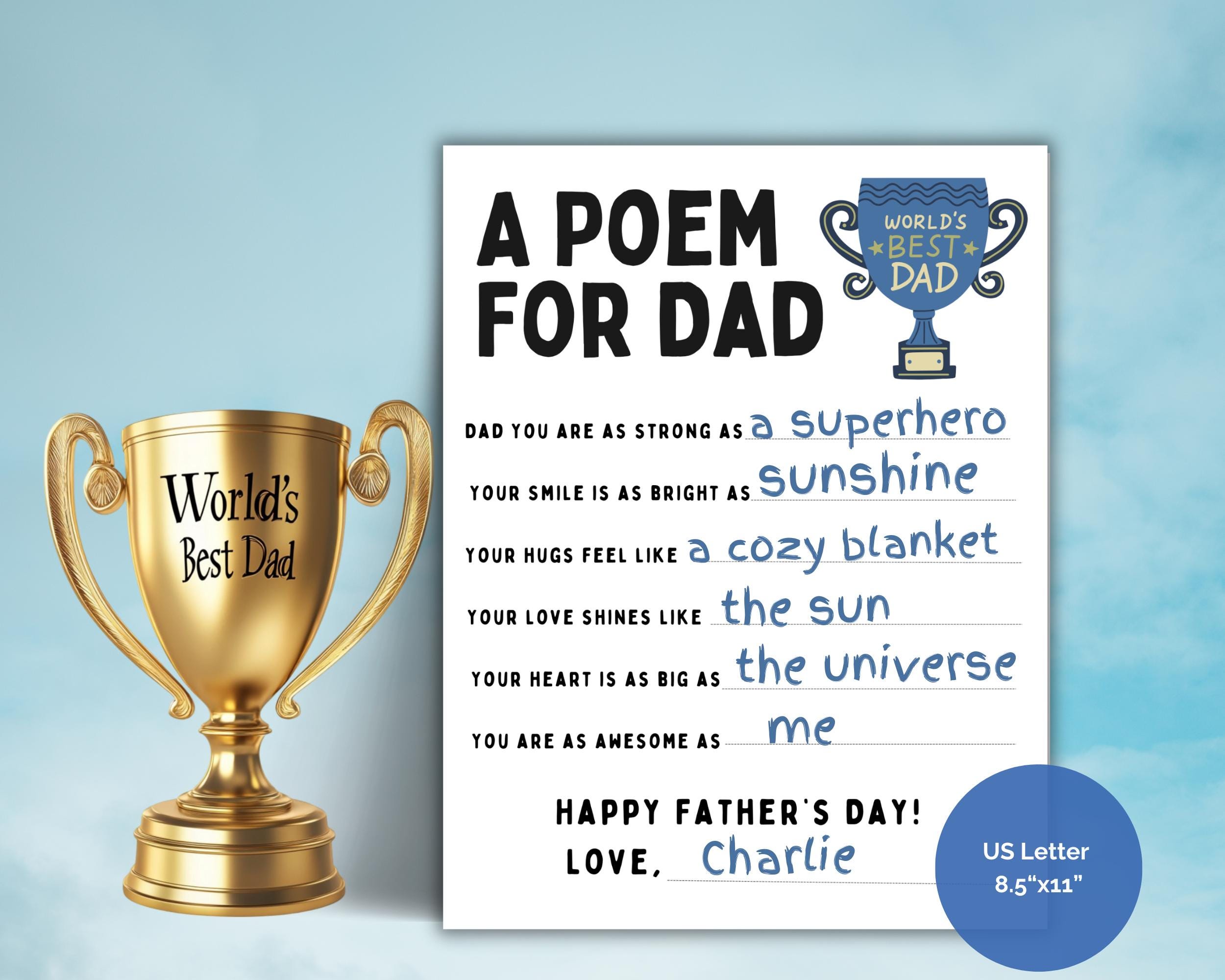 Fathers Day Printable Poem for Preschool, Fill in the Blank Poem ...
