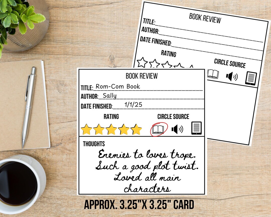 Mini Book Review for Book Journal, Book Review for Reading Journal ...