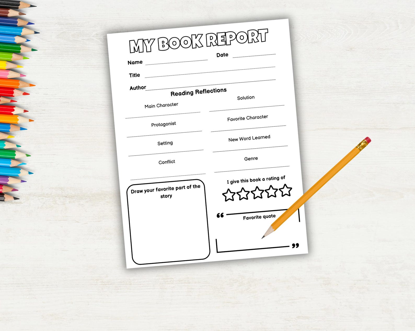 Book Report Template for Kids, Book Report Worksheet for 3rd 4th 5th ...